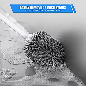 VMVN Toilet Bowl Brush and Holder,Compact Toilet Cleaner Brush Set for Bathroom Deep Cleaning,Silicone Bristles Toilet Scrubber,Floor Standing