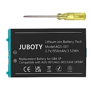 JUBOTY 950mAh 2023 New Upgrade GBA SP Battery Replacement for Nintendo Gameboy Advance SP Models AGS-001 AGS-003 SAM-SPRBP Game Console, Rechargeable Lithium-ion Battery with 1 Repair Tool