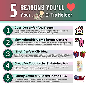 Home Haven Qtip Holder - Boho Mandelas Design - Q Tip Holder for Bathroom, Floss Pick Holder, Cotton Swab Holder, Bathroom Sink Decor, Flosser Holder, Bathroom Vanity Decor, Cute Bathroom Decor