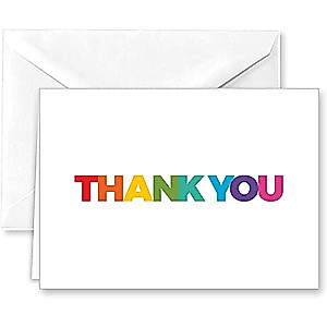 Paper Frenzy Rainbow Thank You Note Cards and Envelopes - 25 pack