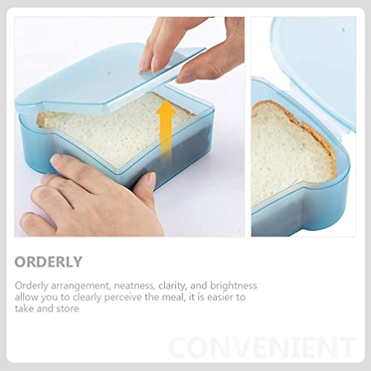 Zerodeko 4Pcs Sandwich Container Box, Toast Shaped Food Storage Holder with Lids, Food Grade Plastic Lunch Prep Box Resuable Toast Bread Preservation Box (Random Colors)