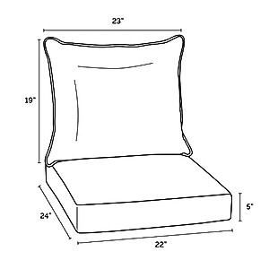 Arden Selections Outdoor Deep Seating Cushion Set 24 x 22, Ashland Black Jacobean