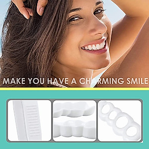 1Set Dentures Veneers Tooth,Dental Care Kits for Anti Molar Orthodontic Cosmetic Teeth,Smile Snap Tooth.(White,1Top+ 1Bottom+2Adhesives+1Tweezers+1Heart-Shaped Storage Box）
