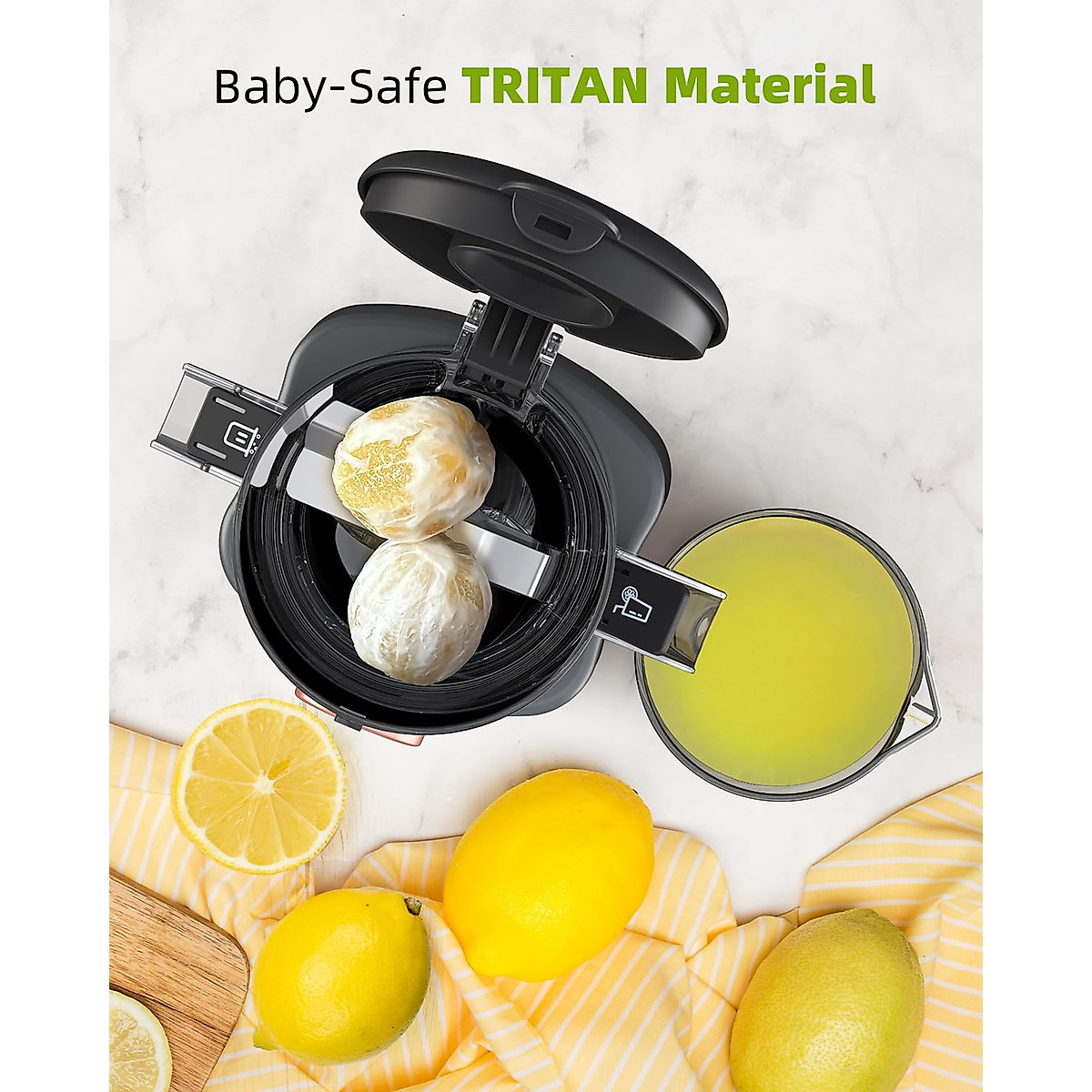 Cold Press Juicer with 8 Juice Bottles - Masticating Juicer Machines for Fruits and Veggies, 4.25" Large Feed Chute, Easy to Clean