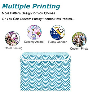 CaTaKu Storage Bins with Lids Japanese Wave Fabric Large Storage Container Cube Basket with Handle Decorative Storage Boxes for Organizing Clothes Shelves