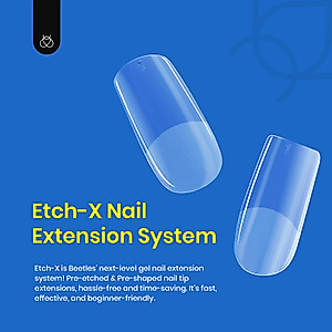 Beetles 504Pcs XS Short Square Nail Tips,12 Sizes Fake Nail Pre Shaped Half Matte Etch X Nail Tips Full Cover False Clear Acrylic Press on Nails for Gel Polish Nail Art Design,Nail Glues Needed