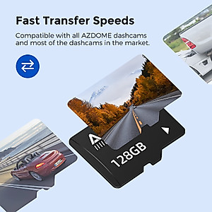 AZDOME 128GB Micro SD Card microSDXC Memory Card for AZDOME M550 GS63H Pro M63 M300 M300S M27 M17 M01 Pro PG19X Dash Cam Full HD & 4K UHD, U3, A2, V30