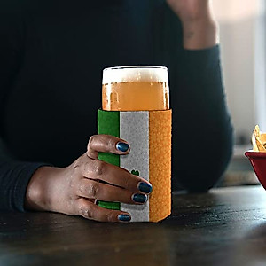 2 PCS Irish Flag with Shamrock Pattern Can Cooler Party Gift Beer Drink Coolers Coolies