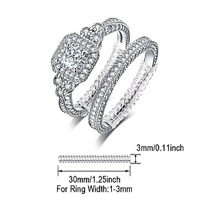 JewelryPalace Wedding Bands Engagement Rings for Women, 14K Gold Plated 925 Sterling Silver Cubic Zirconia Promise Rings, Vintage Thick Anniversary 2ct Princess Cut Halo Simulated Diamond Ring Set 6