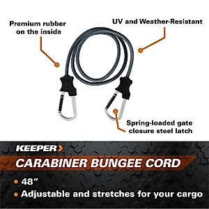 HAMPTON PROD Keeper - 48” Carabiner Bungee Cord - UV and Weather-Resistant