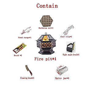 LEAYAN Garden Fire Pit Grill Bowl Grill Barbecue Rack Wood Burning Fire Pit Wood Burning Outdoor Fire Pits Garden 2 in 1 Fireplace for Bonfire Barbecue in The Wild with Grill Grate