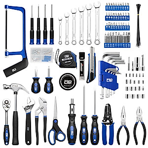 Prostormer 198-Piece General Household Hand Tool Set, Multi-Purpose Basic Home Repair Tool Kit with Wide Mouth Open Storage Tool Bag for DIY and Home Maintenance