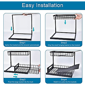 Shinhadi Under Sink Organizer Pull Out Cabinet Organizer 2-Tier Slide Out Sliding Shelf Under Cabinet Storage Multi-Use for Under Kitchen Bathroom Sink Organizers and Storage（Black）