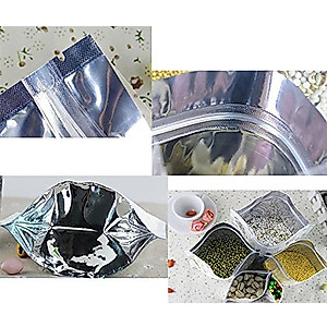 SumDirect Reusable Aluminium Foil Zip Lock Stand Up Food Pouches Bags with Notch for Food Storage 5.1x 7.8 Inches, 11.5oz, Pack of 50