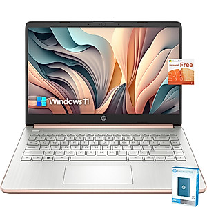 HP Latest Stream 14" HD Laptop, Intel Celeron Processor, 16GB Memory, 64GB eMMC Storage, Fast Charge, HDMI, Up to 11 Hours Long Battery Life, Office 365 1-Year, Win 11 S, Microfiber Bundle, Pink Gold