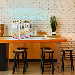 OUKIDR Popcorn Machine, Commercial Popcorn Machine With 8 Oz Kettle Makes Up To 48 Cups, Popcorn Machine Movie Theater Style With 3 Switch Control, Pink