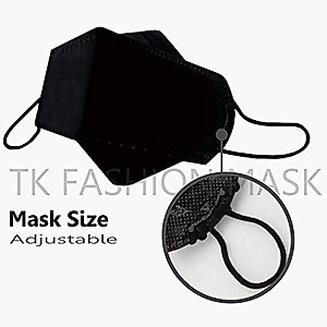 [30 Pack] Black Disposable KF-94 Face Mask, Individual Pack, Made in Korea, Disposable, Nose Mouth Covering Dust Face Mask, Adjustable Strap, Unisex Adult, 3D Ergonomic Design