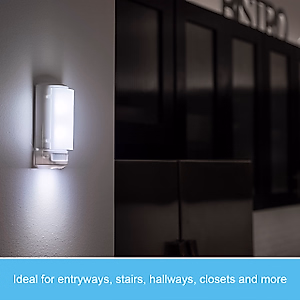 GE Wireless LED Wall Sconce, Motion Sensing, Manual On/Off, Warm White Light, Battery Operated, No Wiring Needed, Easy To Install, Perfect for Entry, Stairs, Hallway, Closet, Basement, 17455