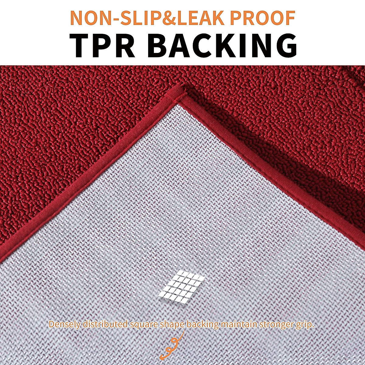 BEQHAUSE-Non-Slip-Kitchen-Mats-for-Floor [2PCS],Kitchen Mats,Machine Washable Burgundy Red Kitchen Rugs,Polypropylene Kitchen Floor Mat with TPR Backing 24x35inch/24x60inch