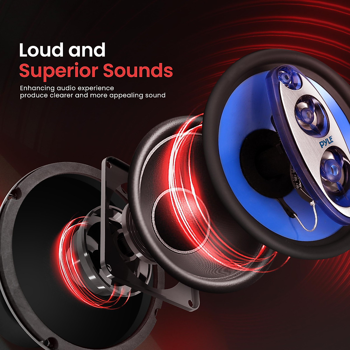 Pyle Four-Way Sound Speaker System - 8" Four-Way Quadriaxial Loud Audio, Non-fatiguing Butyl Rubber Surround, 500W w/ 4 Ohm Impedance and 3/4" Piezo Tweeter for Car Component Stereo PL84BL (Pair)