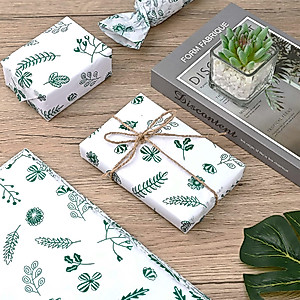 Bolsome 100 Sheets 20 * 14 Inches Greenery Tissue Paper, Botanical Gift Wrapping Tissue, Green Leaves Decorative Tissue Paper for Jungle Safari Party Baby Bridal Shower Birthday Wedding Decor