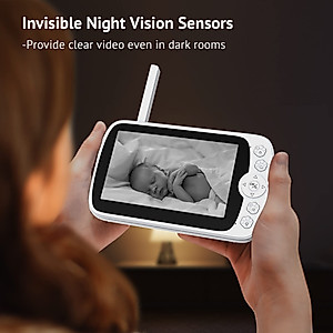 LaView 5" Color LCD Screen Baby Monitor with Mount,1080p HD Baby Monitor with Camera and Audio, Pan-Tilt Baby Camera Monitor,Infrared Night Vision,Two-Way Talk,Lullabies and Room Temperature