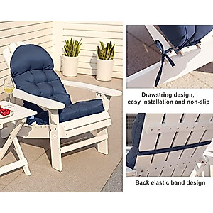 COSNUOSA 2 Pcs Rocking Chair Cushion High Back Adirondack Chair Cushion Waterproof Patio Cushions for Outdoor Furniture Navy