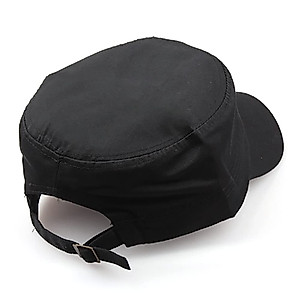 2 Pcs Black Unisex Cadet Army Cap Military Hat Combat Cap Breathable Baseball Cap Adjustable Flat Top Cap for Men Women