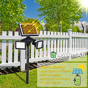EMANER Outdoor Solar Lights with Motion Detector, 2-in-1 Solar Flood Light, 6000K Waterproof, Dusk to Dawn Cordless Security Light, Solar Powered Landscape Light for Yard, Garden, Porch, 2-Pack