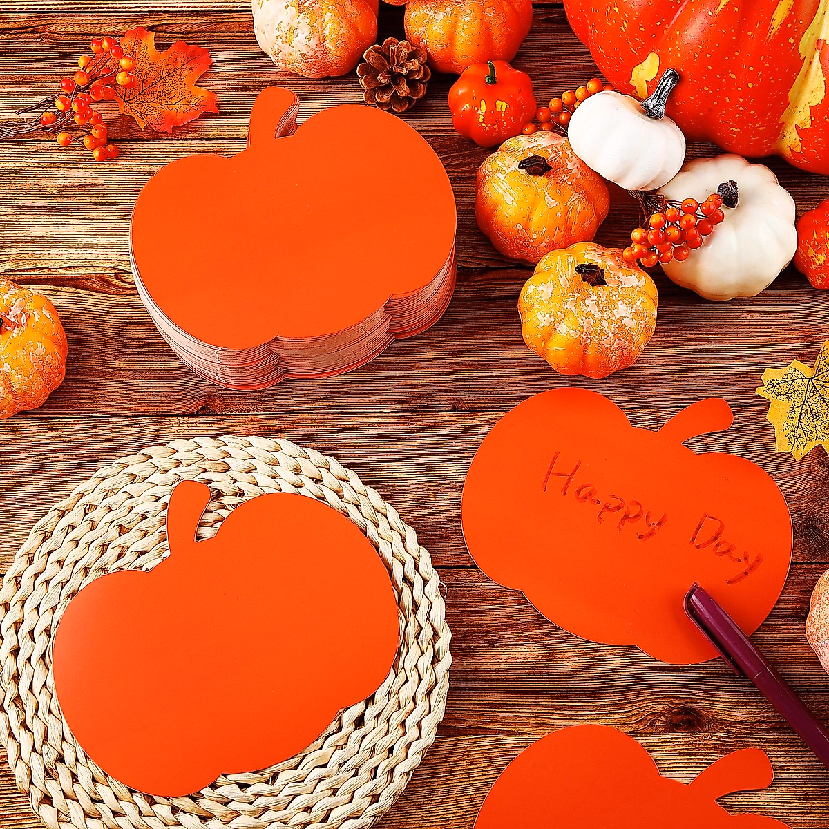 500 Pcs Pumpkin Shape Paper Cutouts Fall Classroom Bulletin Board Cutouts 5.9'' Pumpkin Die Cuts with Glue Points for Kids Classroom School Fall Halloween Thanksgiving Decor