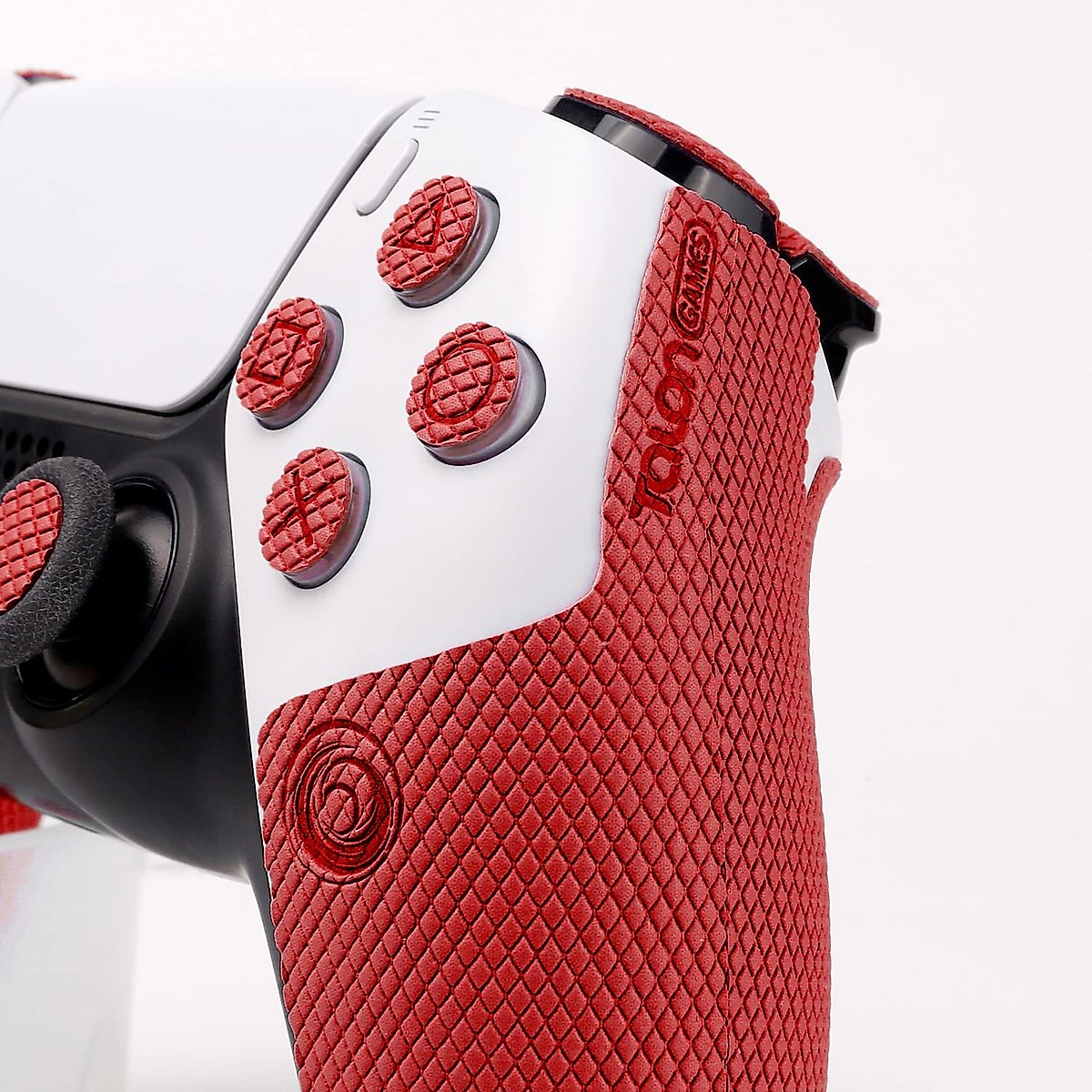 TALONGAMES Controller Grips Compatible with Playstation 5 DualSense, Anti-Slip, Sweat-Absorbent, Textured Skin kit, for PS5 Controllers Handle Grips, Buttons, Triggers, D-pad (Pro Version - Red)