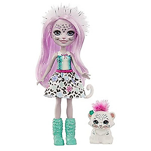 Mattel Enchantimals Sybill Snow Leopard Small Doll (6-in) & Flake Animal Friend Figure, 6-inch Small Doll with Removable Skirt, Snow Boots, and Fur Headband, Great Gift for 3 to 8 Year Olds