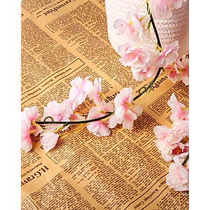 Omldggr 2 Pack Artificial Cherry Blossom Flowers Garland Hanging Vine Garland Flower Garland for Wedding Wreath Wedding Arches for Home Garden Party Outdoor Decor(Pink)