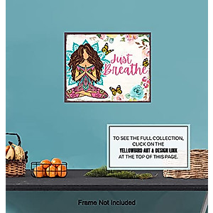 Just Breathe Wall Art - Boho-chic Wall Art for Women - Hippie Zen Wall Art - Positive Spiritual Inspirational New Age Gift - Spa Decor - Shabby chic Namaste Yoga Wall Art Picture Print UNFRAMED 8x10