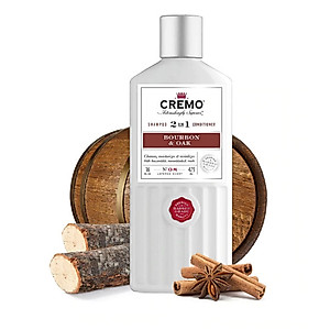 Cremo Bourbon & Oak Barber Grade 2-in-1 Shampoo & Conditioner, 16 Fl Oz (2-Pack) - A Sophisticated Blend of Distiller’s Spice, Fine Bourbon and White Oak