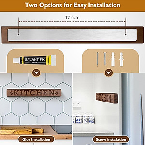 Faivykyd Acacia Wooden Magnetic Knife Holder for Wall, 16 Inches No Drill Knife Magnetic Strip - Kitchen Sign, Knives Rack, Kitchen Decor, Magnetic Utensil Holder, Housewarming Gifts