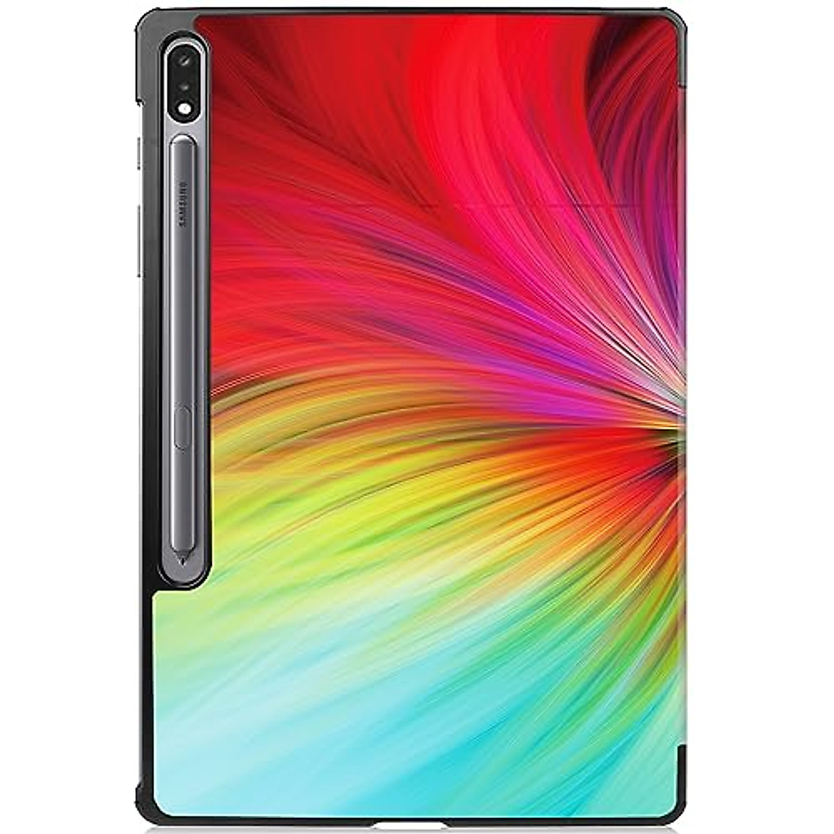 Berkin Arts Samsung Galaxy Compatible with Tab S8 Plus/ S7 FE/ S7 Plus Case 12.4 Inch Tri-Fold Stand Cover Color Field Rainbow Scheme Iridescent Playful