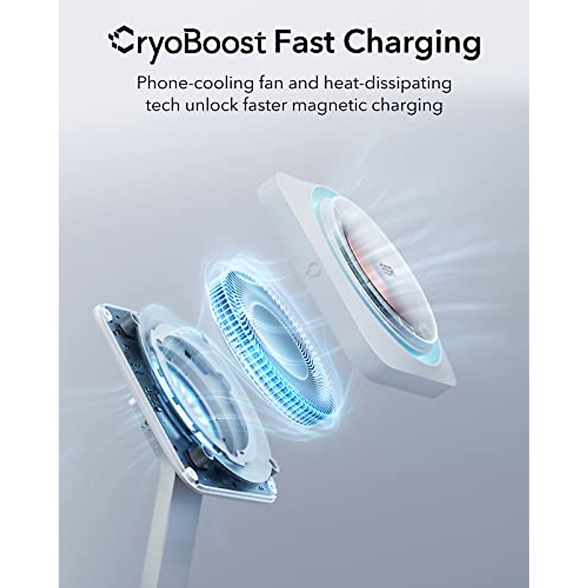 ESR for MagSafe Charger Stand (HaloLock), 3-in-1 for MagSafe Charging Station with CryoBoost, Magnetic Wireless Charger for iPhone 14/13/12 Series, AirPods Pro/3/2, Phone-Cooling Fast Charging