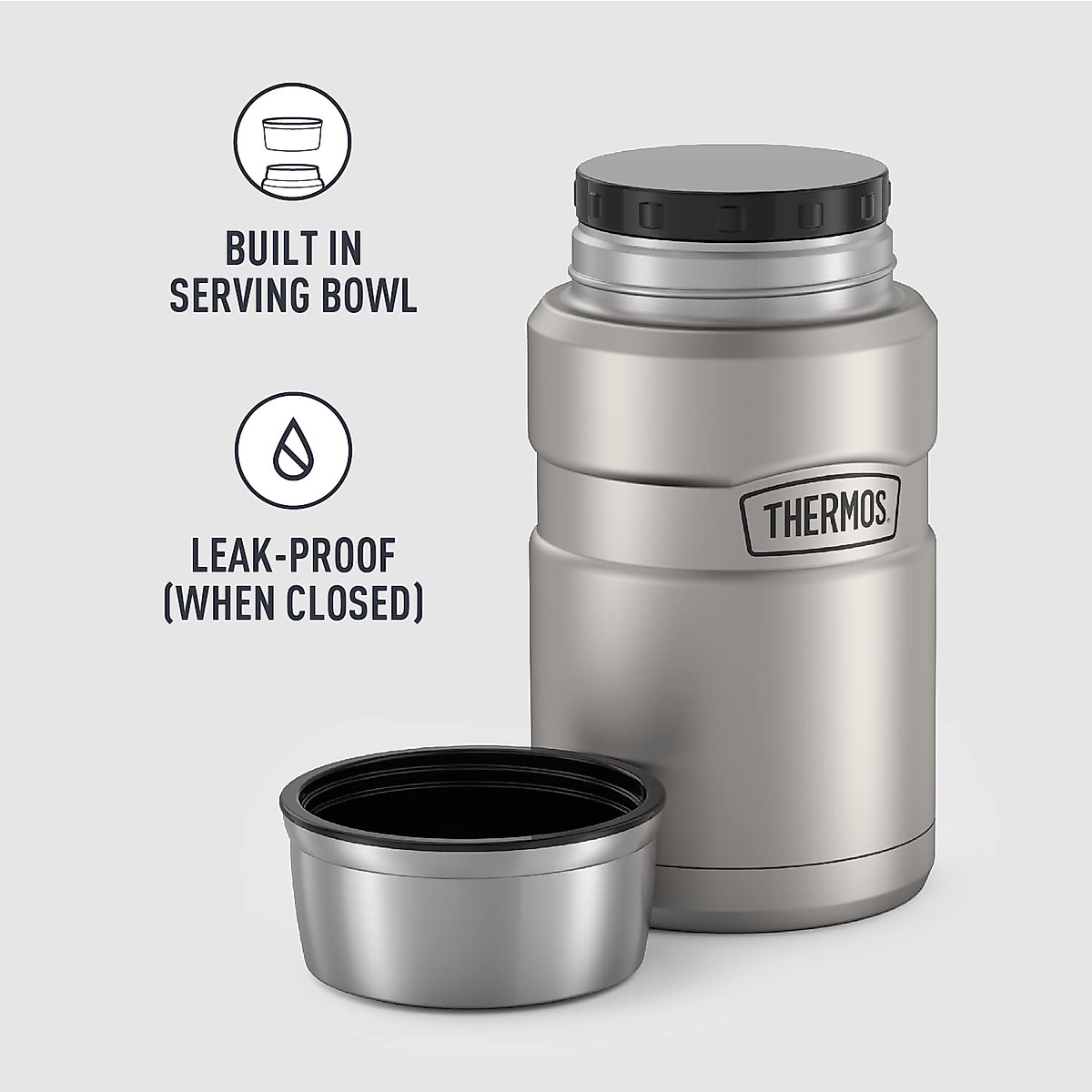 THERMOS Stainless King Vacuum-Insulated Food Jar, 24 Ounce, Matte Steel