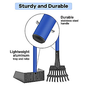 TOOGE Pooper Scooper for Large Medium Small Dogs Dog Pooper Scooper for Yard with Heavy Duty Metal Long Handle Rake and Tray for Pet Waste Pick Up