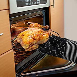 Yesland 4 Pack Oval Roasting Rack Cooling Rack with Integrated Feet, 12 x 8.5 Inch Black Non-stick Coating Iron Baking Rack for Cooking, Roasting, Drying, Grilling, PTFE Free