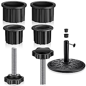Zhengmy 6 Pieces Umbrella Base Stand Hole Ring Plug Cover and Cap Patio Umbrella Stand Replacement Parts Black Umbrella Stand Base Screw Umbrella Pole Cap