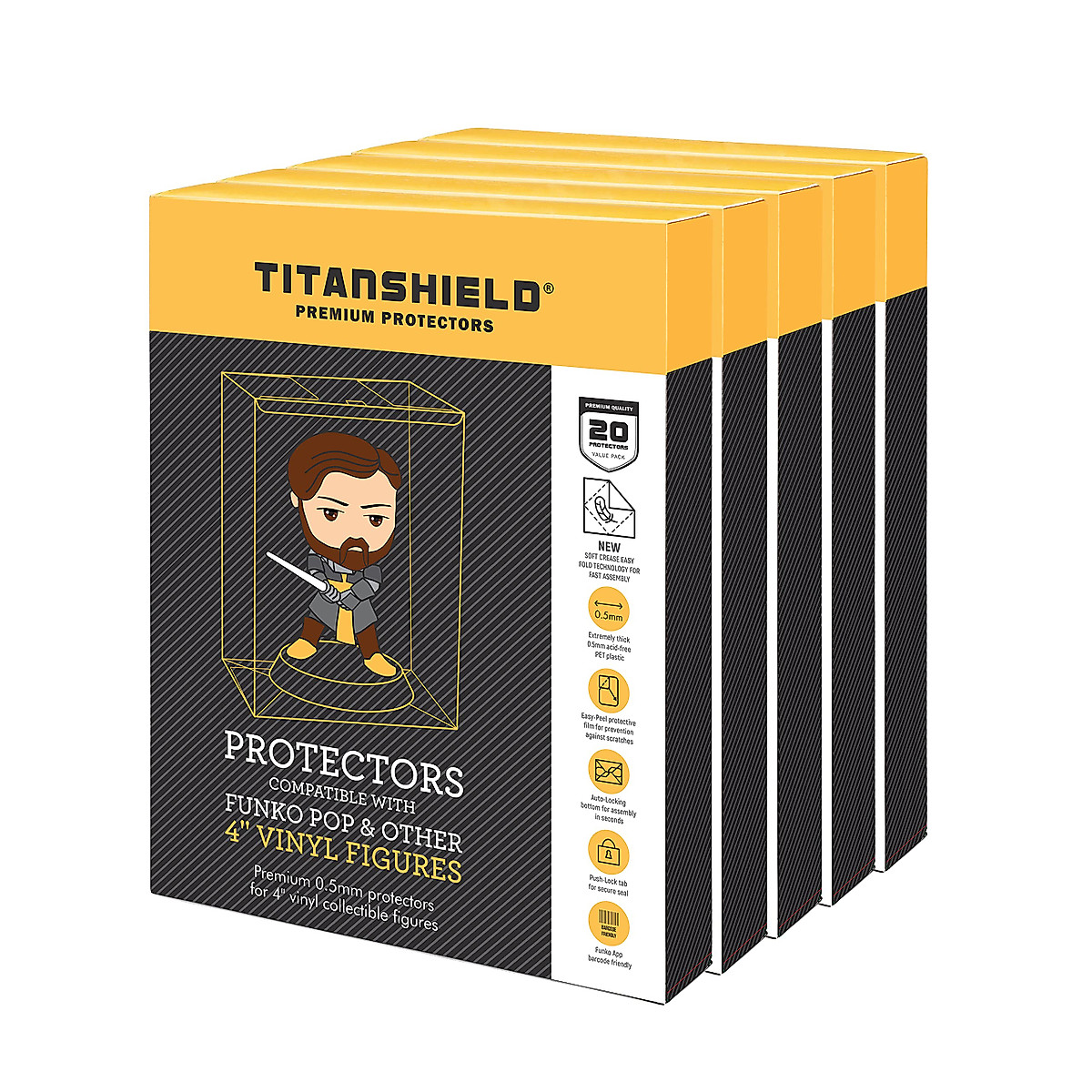 TitanShield 0.5mm Pop Protectors Sleeve Case Compatible with Funko - 4" Inch Pop! Vinyl Figures (100 Pack)