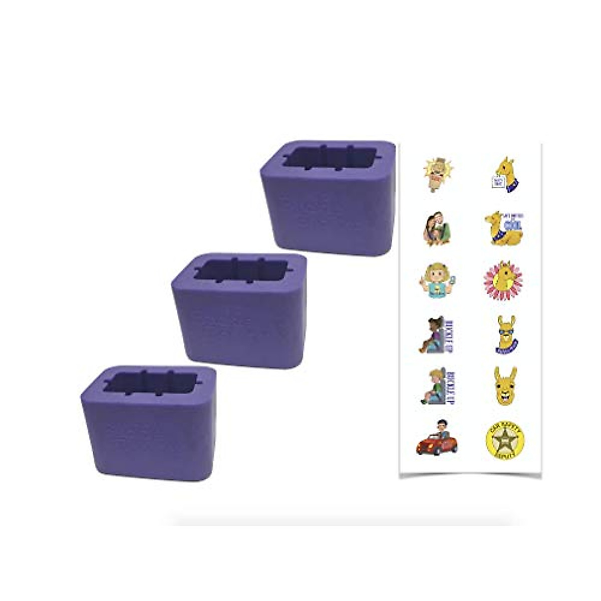 BPA-Free Car Seat Belt Buckle Booster - Raises and Stabilizes Your Receiver - Fun Kid Safety Sticker Gift (Tall (Pull Over Buckle), 3-Pack)