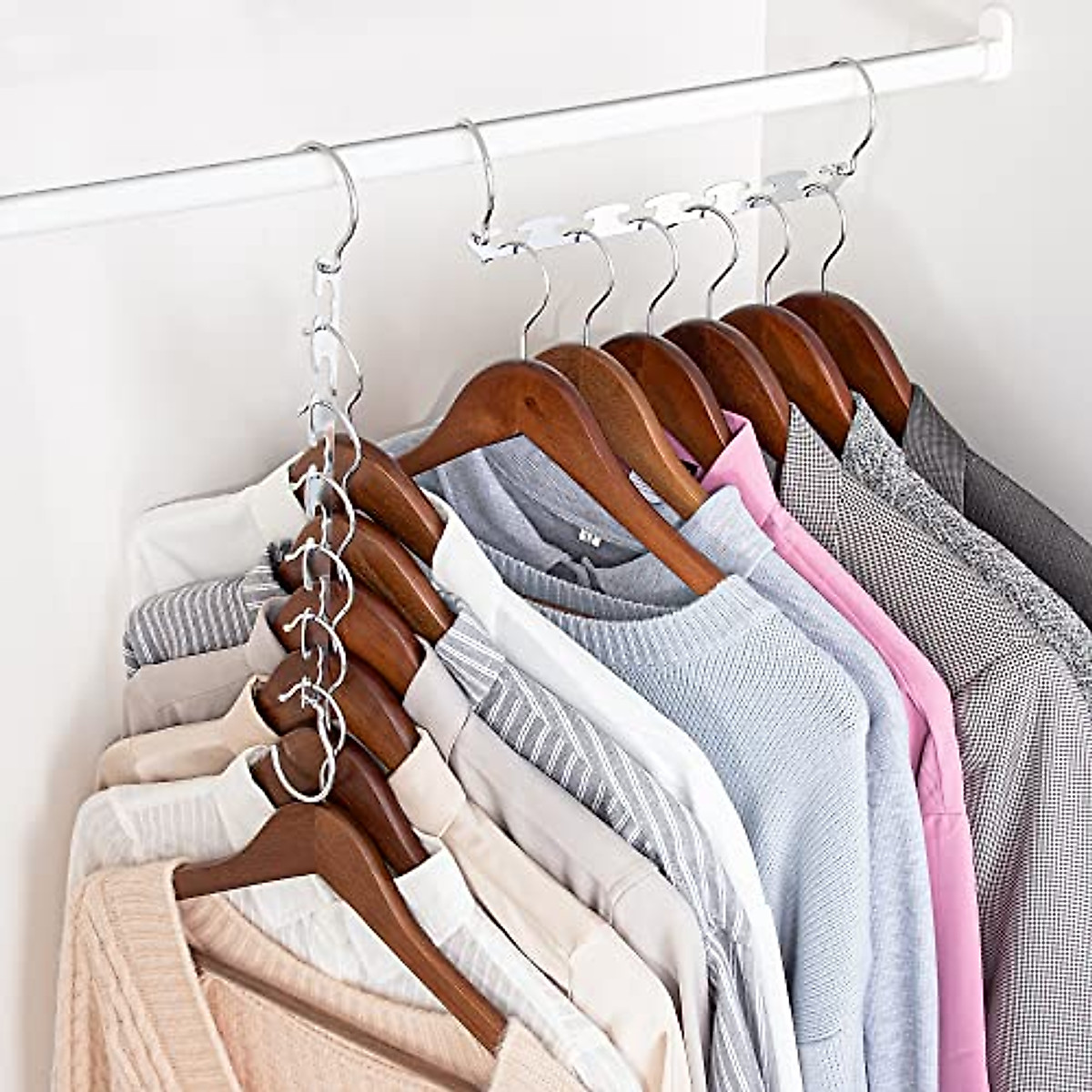 HOUSE DAY Closet Organizers and Storage Space Saving Hangers 12 Pack Stainless Steel Magic Hangers Upgraded Sturdy Multiple Hangers in one Space Saver Clothes Hangers College Dorm Room Essentials