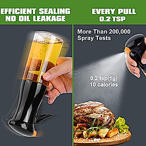 Oil Sprayer for Cooking, Upgraded Olive Oil Sprayer Bottle, Air Fryer Accessories, Oil Mister for Air Fryer, 7oz/200ml Oil Vinegar Spritzer, Kitchen Gadgets for Salad, BBQ, Roasting (Black)