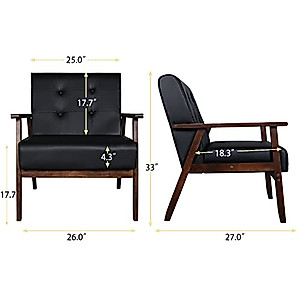 AODAILIHB Leather Sofa Couch Set 2 Accent Chairs & 1Loveseat Black Faux Leather Loveseats Mid Century Modern Office Couch for Small Space Waiting Room Living Room Furniture (3, Black)