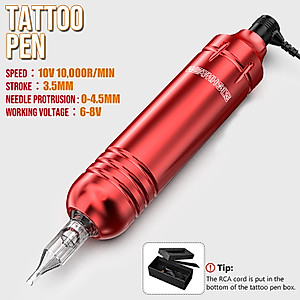 Wormhole Tattoo Kit Tattoo Gun Kit Tattoo Machine Kit for Beginners Tattoo Gun 20 Color Inks Power Supply Tattoo Pen Kit Red
