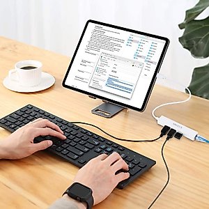 Ethernet Adapter Compatible with Samsung Galaxy Tab A 10.1 (2019), Tab A7, Tab S4, Tab S5e Android Tablet - with 3-Port Charging OTG HUB, Host USB C Cable