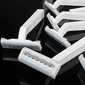 QSHAVE Men's Disposable Razor Shaver with Double Layer Blade, 10 Count (White)